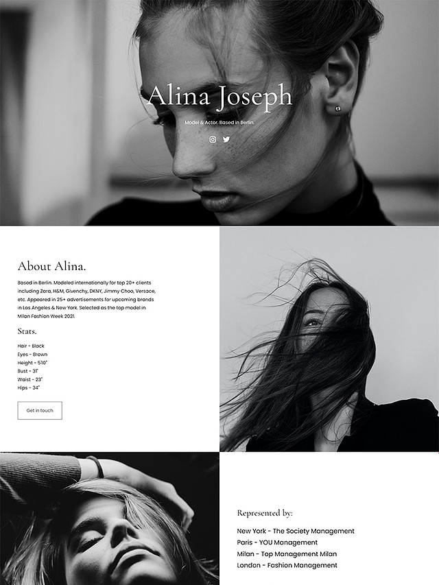 Model Portfolio Templates | Pixpa
